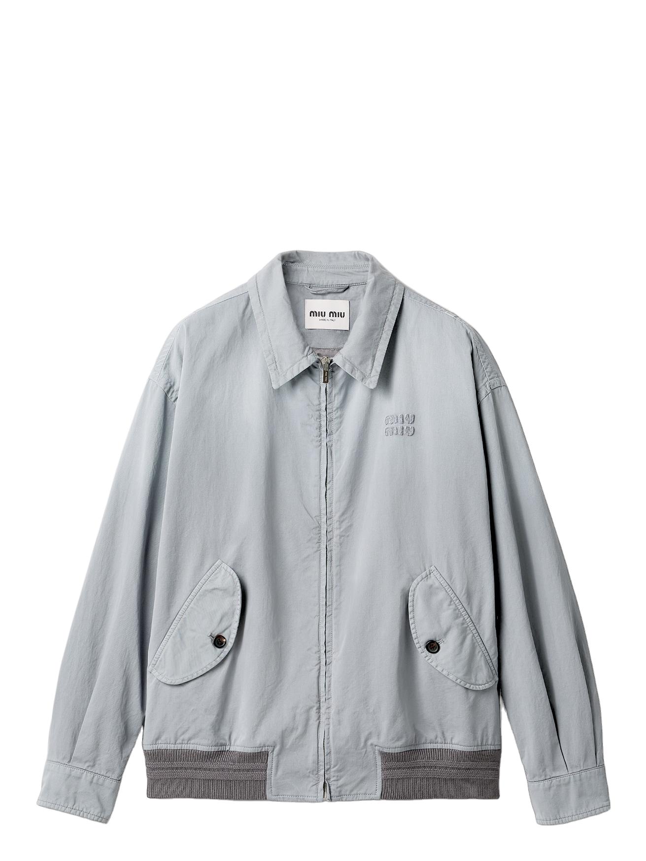 MIU MIU Miu Miu Oversized Twill Blouson Jacket with Embroidered Logo